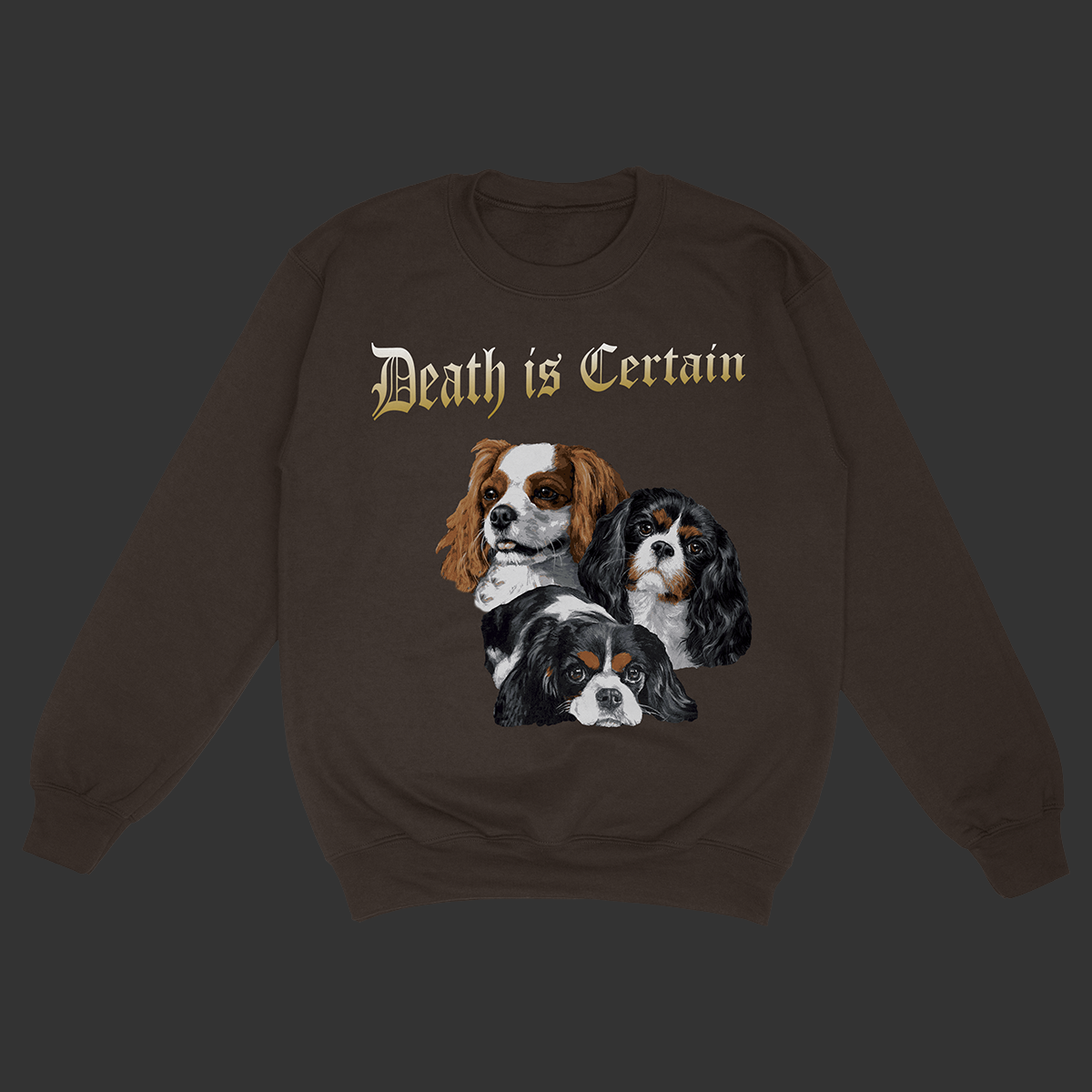 Death Is Certain Chocolate Sweatshirt – Mega64 Online Store